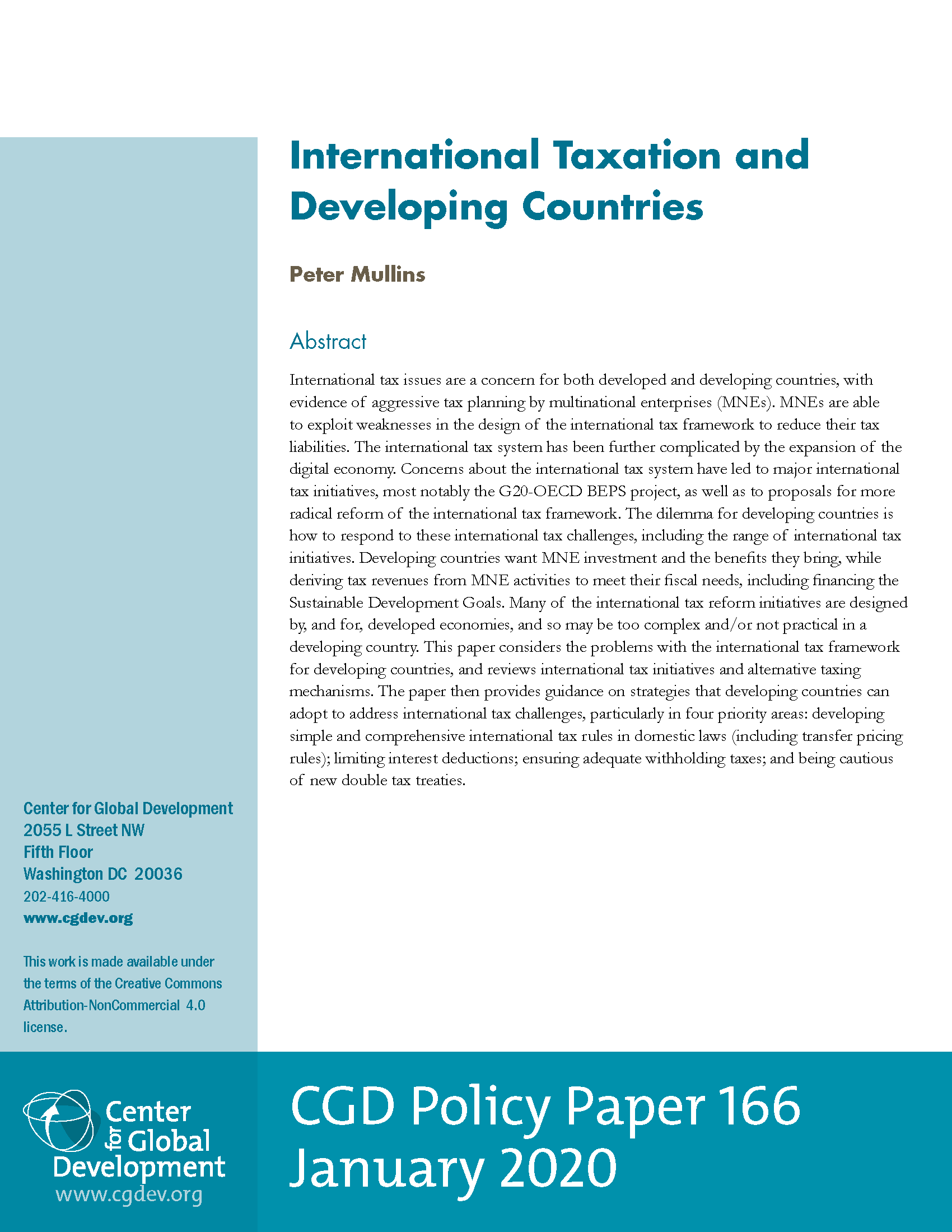 International Taxation and Developing Countries | Center For Global ...