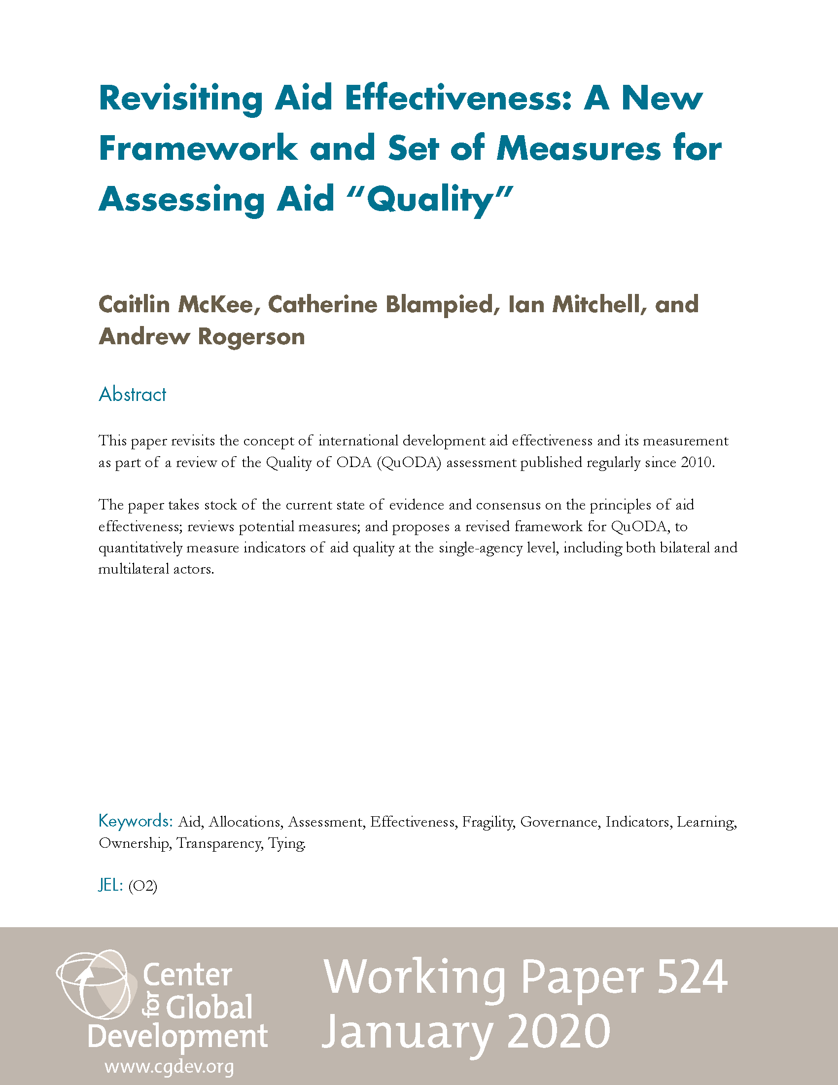 Revisiting Aid Effectiveness: A New Framework and Set of Measures for ...