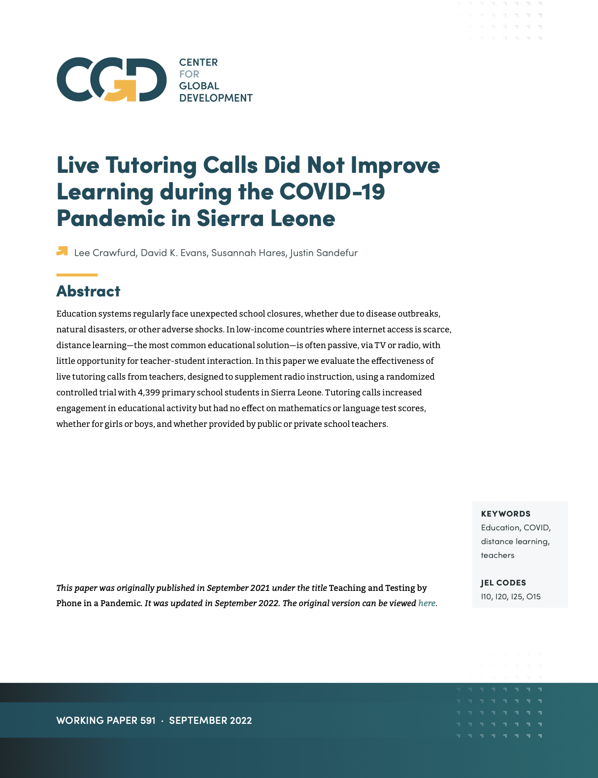 Live Tutoring Calls Did Not Improve Learning during the COVID-19 ...