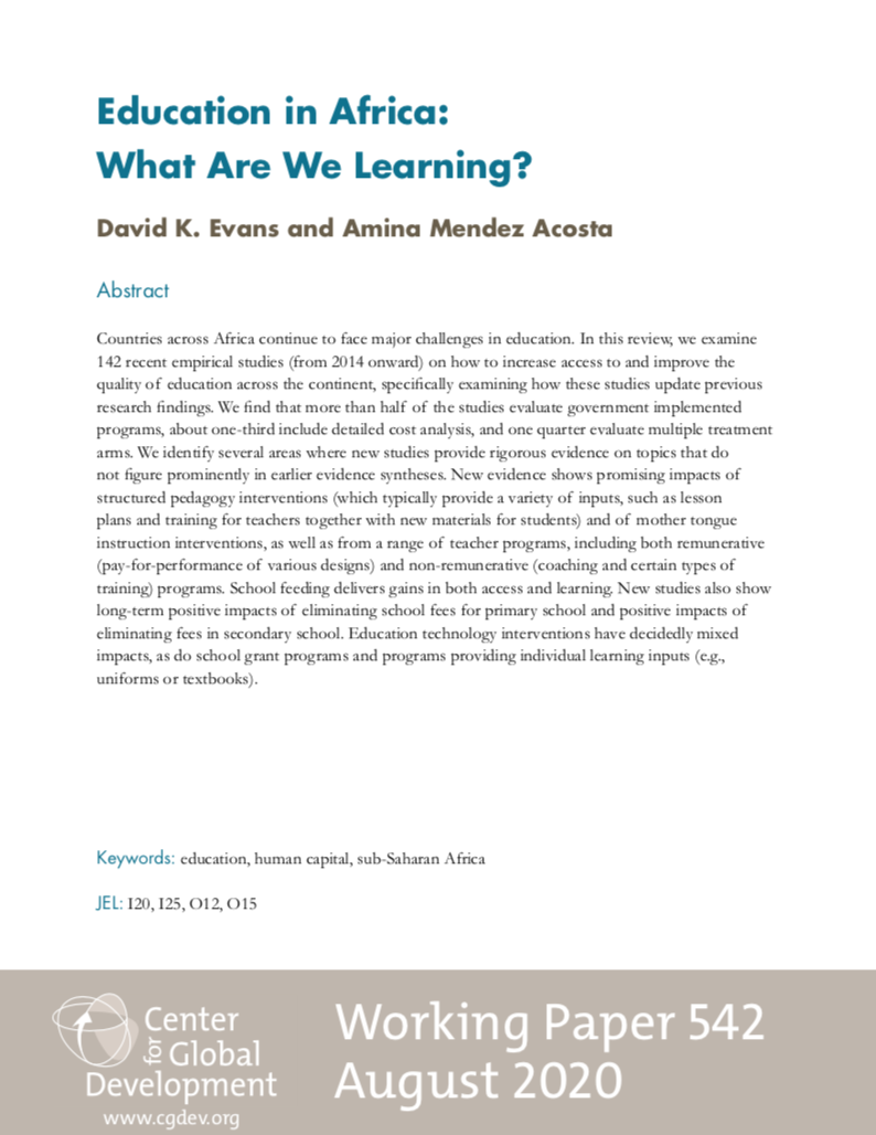 Education in Africa: What Are We Learning? | Center for Global ...