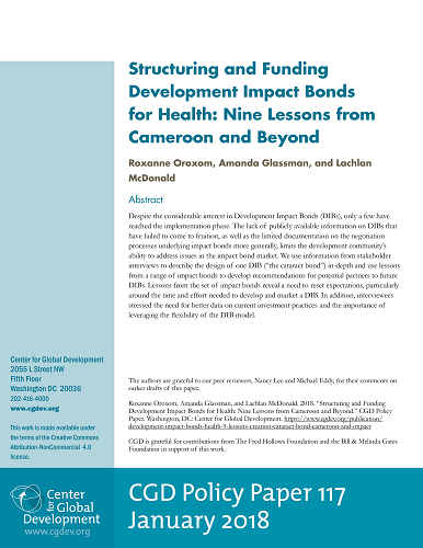 Structuring and Funding Development Impact Bonds for Health: Nine ...